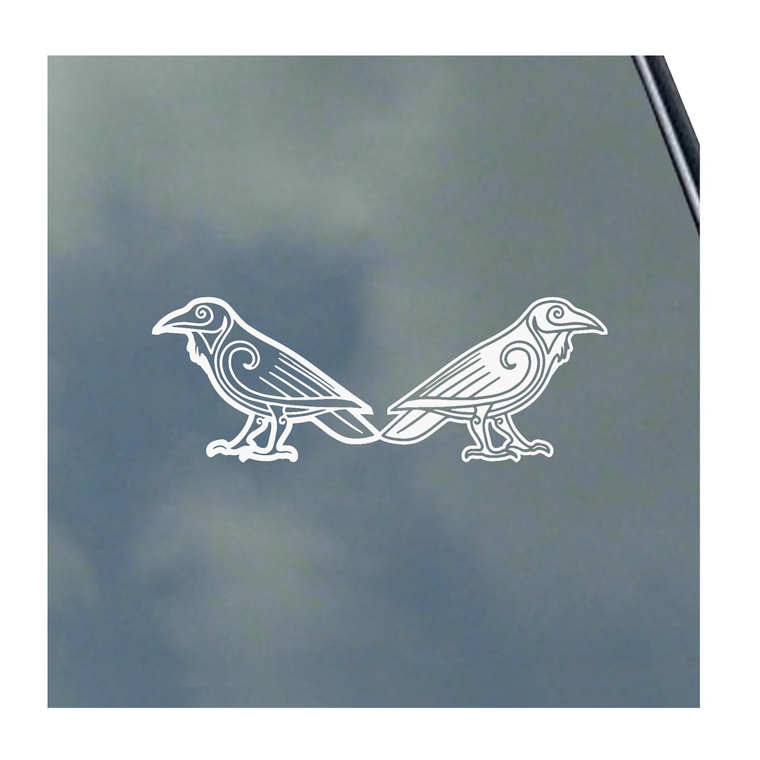 HUGINN and MUNINN Scrollwork Vinyl Sticker Decal Asatru Norse Thor Gods ...
