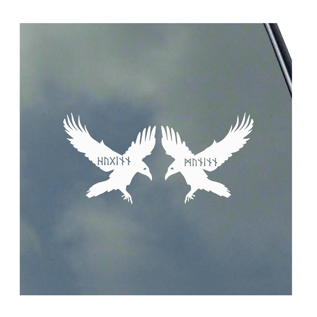 HUGINN and MUNINN With Runes Vinyl Sticker Decal Asatru Norse Thor Gods ...