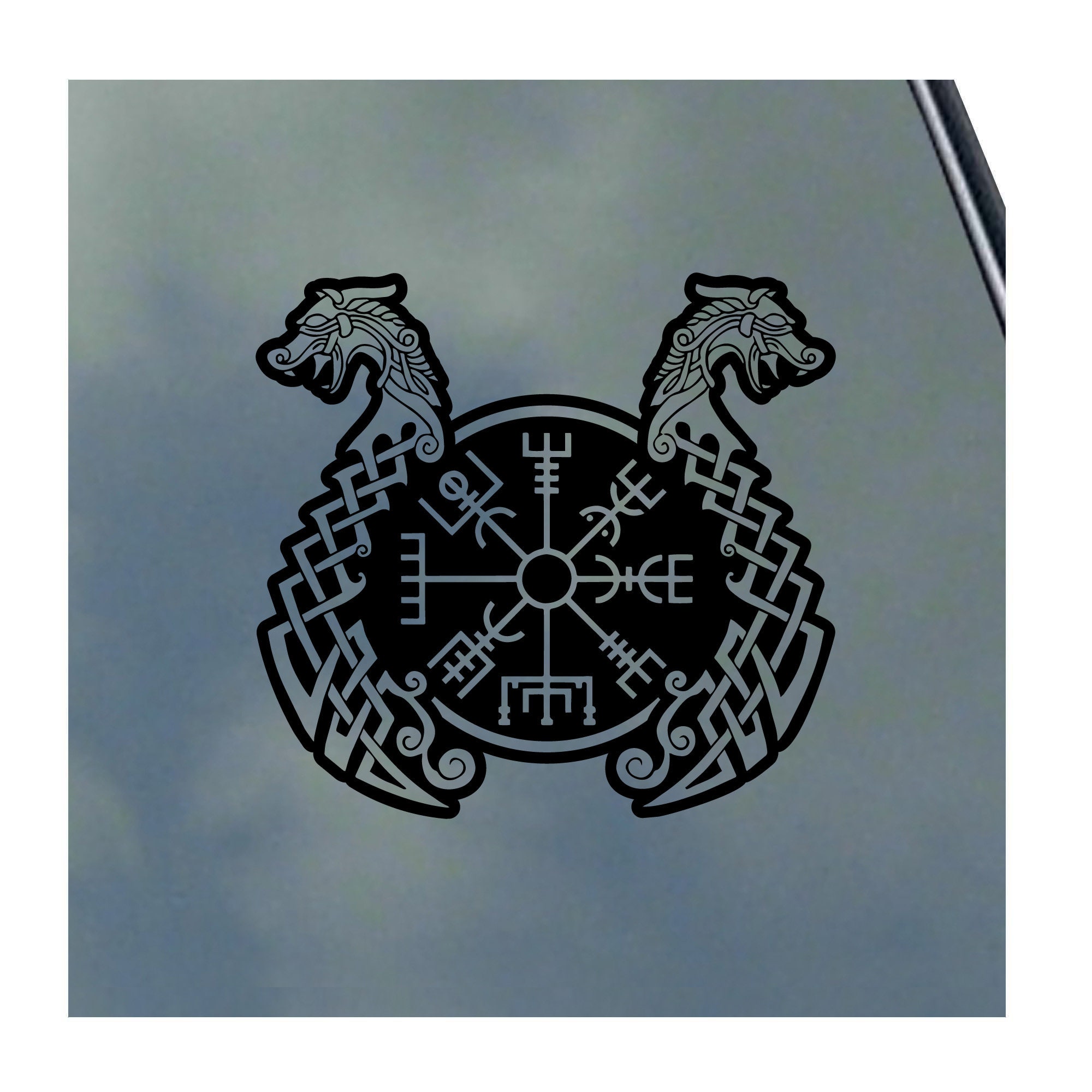 Norse PROTECTION RUNE with DRAGONS vinyl sticker decal Asatru | Etsy