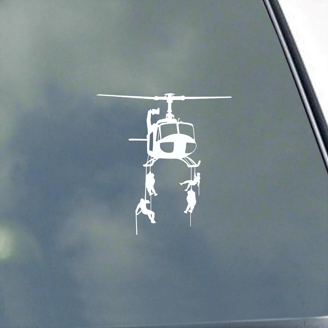 UH-1H Huey Pilot With Rappelling Vinyl Sticker Decal Army Veteran ...