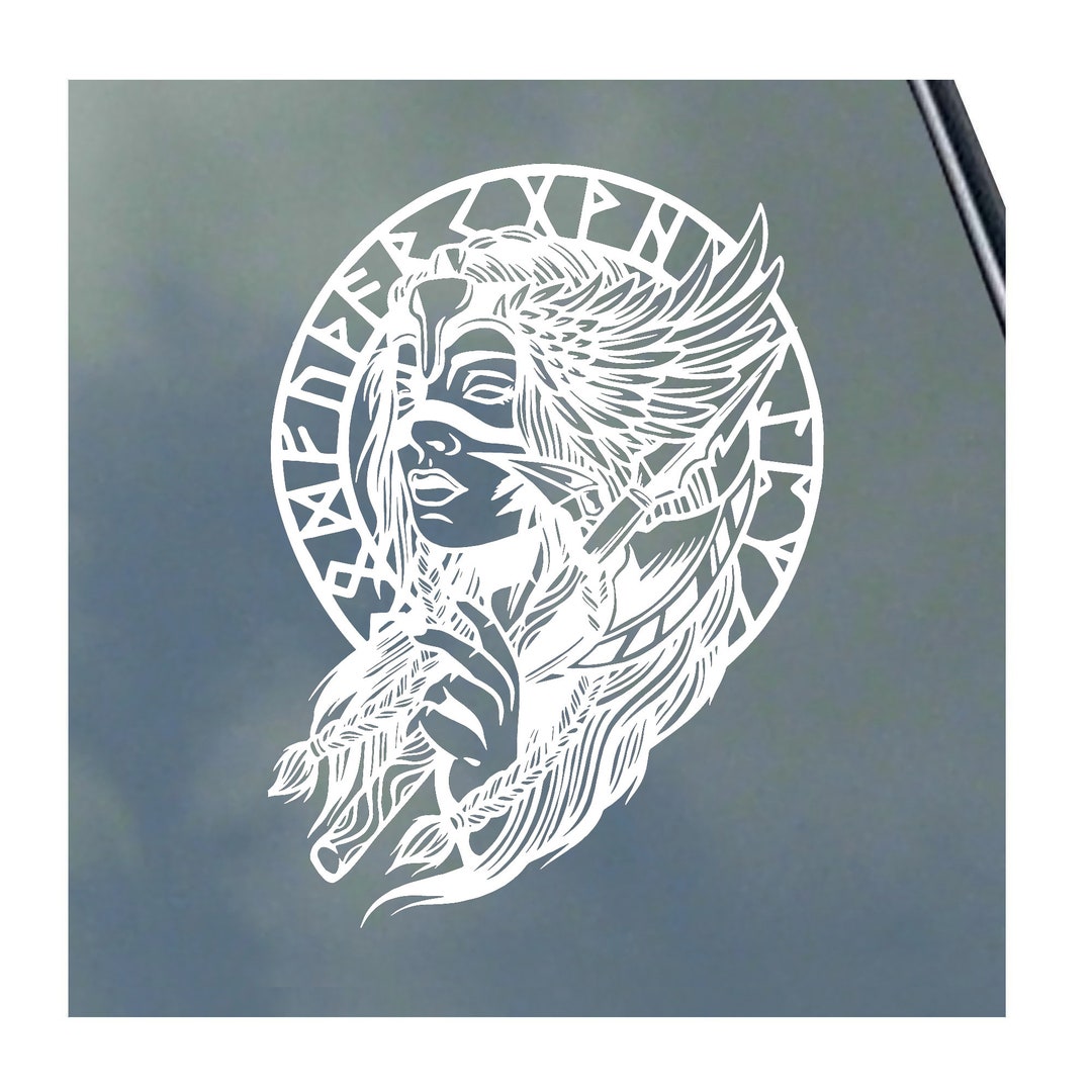 Valkyrie With Protection Rune Vinyl Sticker Decal Asatru Norse God Odin ...