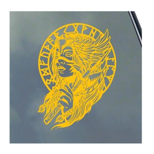 Valkyrie With Protection Rune Vinyl Sticker Decal Asatru Norse God Odin ...