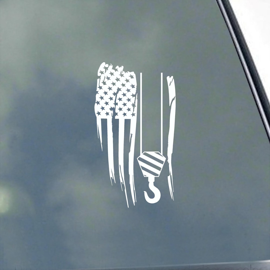 CRANE FLAG Vinyl Sticker Decal Operator Heavy Construction - Etsy