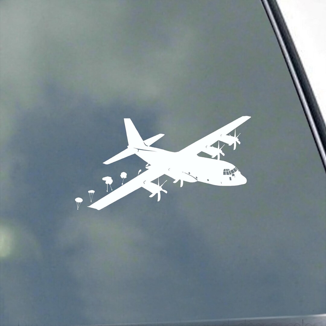 C-130J SUPER HERCULES With Troop Drop Pilot Front View Vinyl Sticker ...