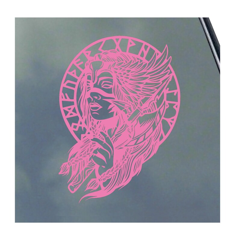 Valkyrie With Protection Rune Vinyl Sticker Decal Asatru Norse God Odin ...
