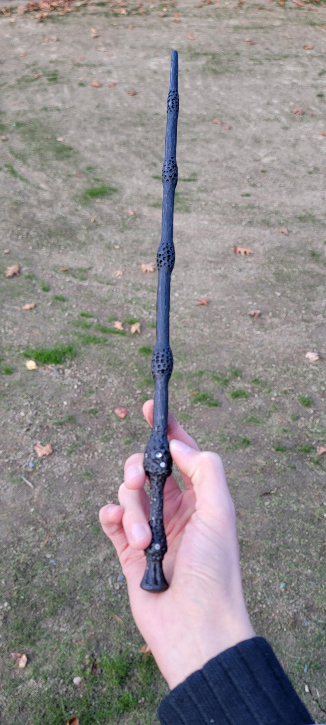 Handmade Oak Wand: Dark Stained Wood With Glass Jewels - Etsy