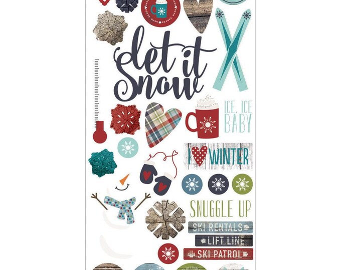 Snow Patrol Fundamental Stickers Simple Stories Scrapbook Winter Snow ...