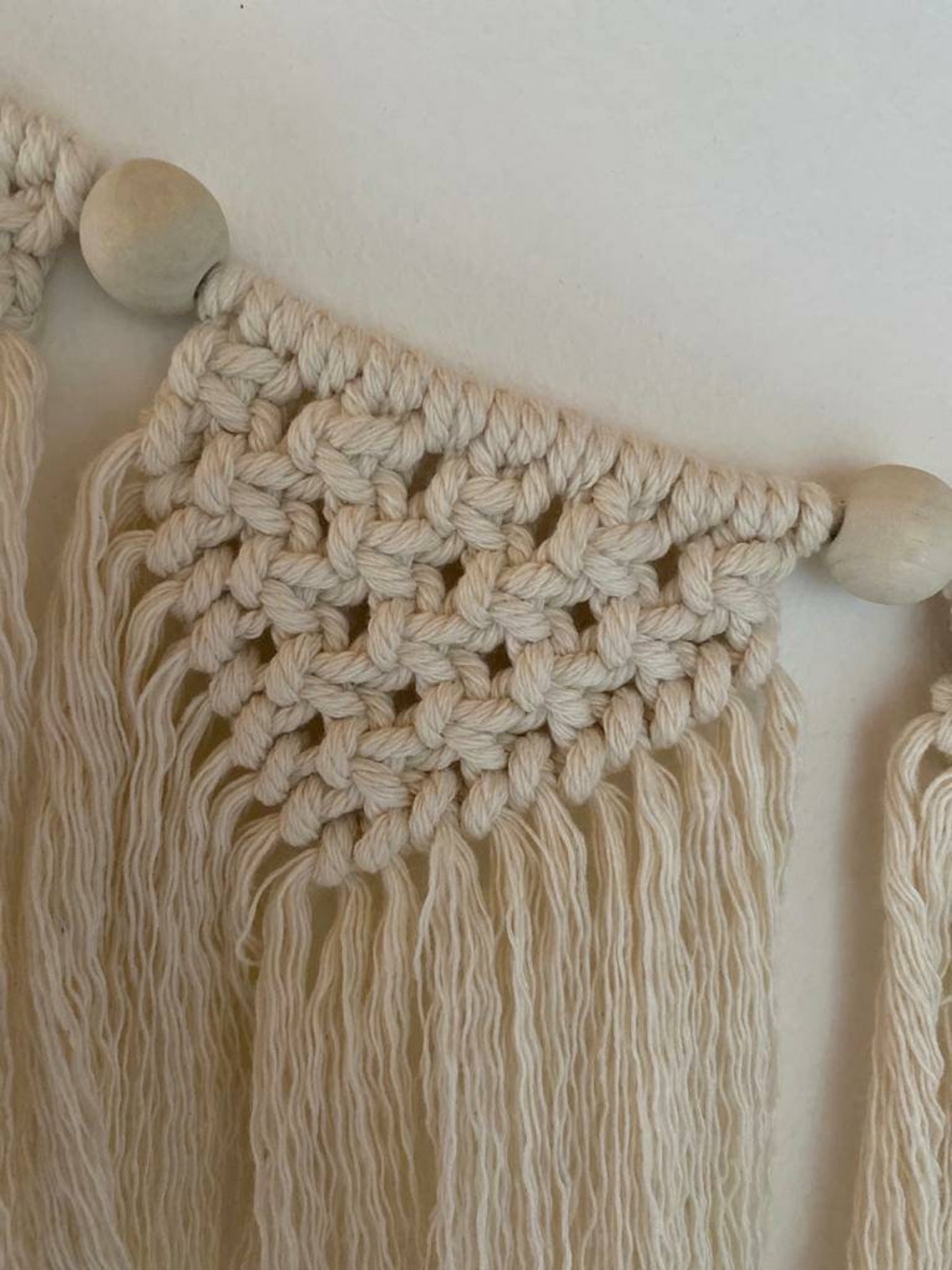 Macramé Garland, Flag Banner, Bunting Headboard Custom Cream Triangle Flags, Cotton Wall Hanging ...