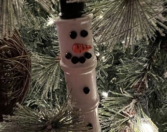 Wooden Spool Snowman Ornament - Etsy