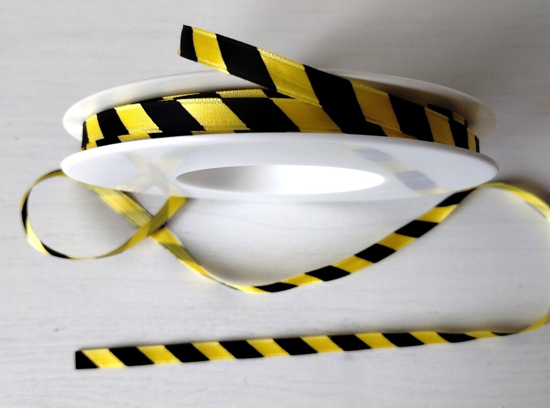 6mm Hazard - Caution Black and Yellow Striped Ribbon, Gift Ribbon ...