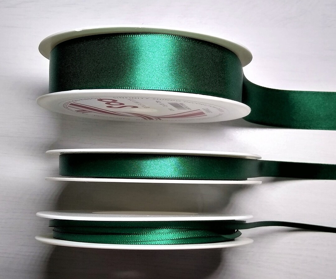 Bottle Green Satin Ribbon 3, 10, 15 & 25 Mm, Dark Green Satin Ribbon ...