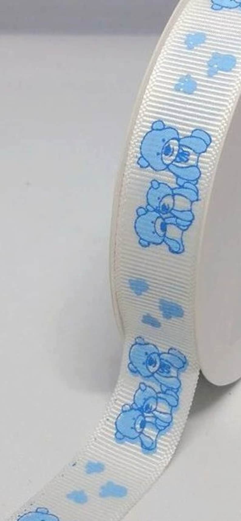 Teddy Bear Baby Ribbon Blue 16 Mm Blue Teddy Bear Grosgrain - Etsy