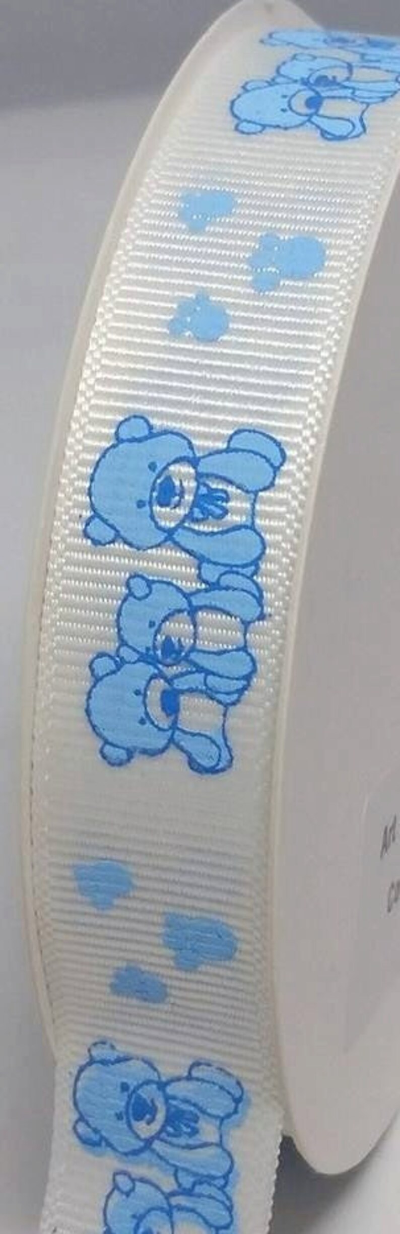 Teddy Bear Baby Ribbon Blue 16 Mm Blue Teddy Bear Grosgrain - Etsy