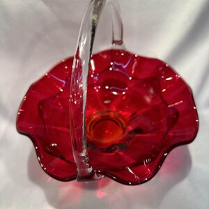 Vintage Viking Ruby Red Glass Basket Large Glass Basket With Handle ...