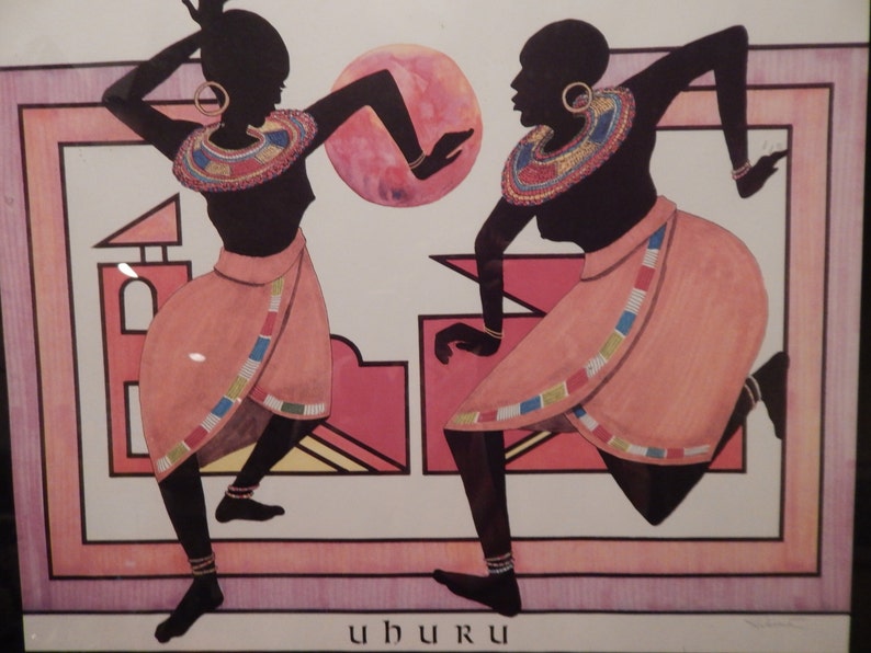 African American Art Print Uhuru Freedom Rare Halessie Signed Etsy