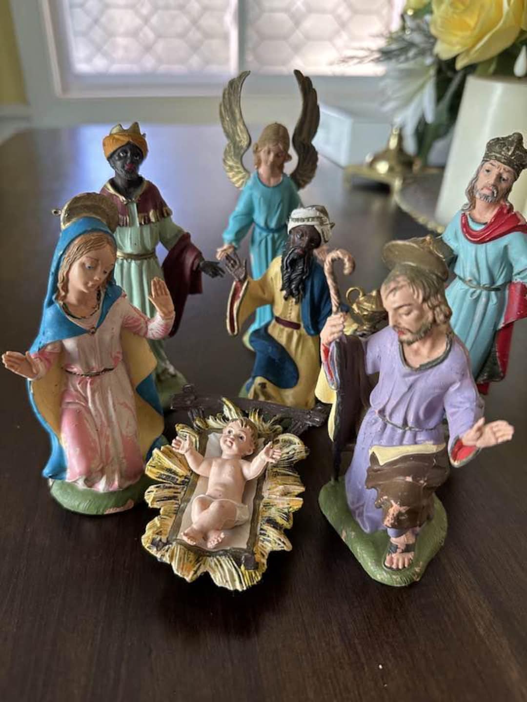 Vintage 1970s Depose Italy Nativity 7 Pc Holy Family Josef Mary Jesus ...