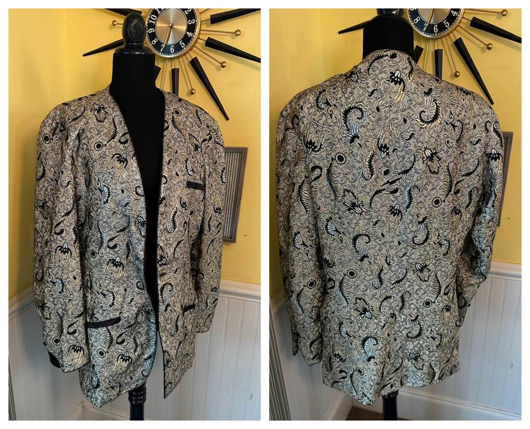 Vintage Mens Brocade Gold Silver Metallic Rat Pack Motown Suit Tux Suit ...