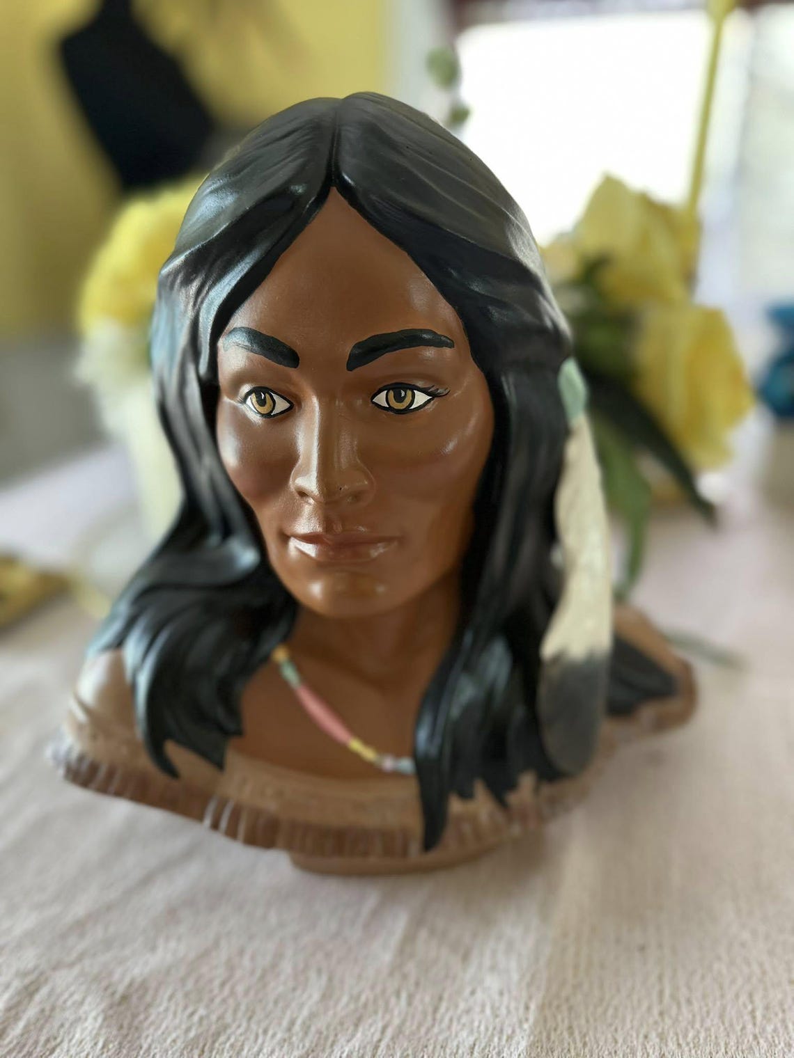 Vintage Native American Indian Ceramic Bust 10 1/2" Tall - Etsy