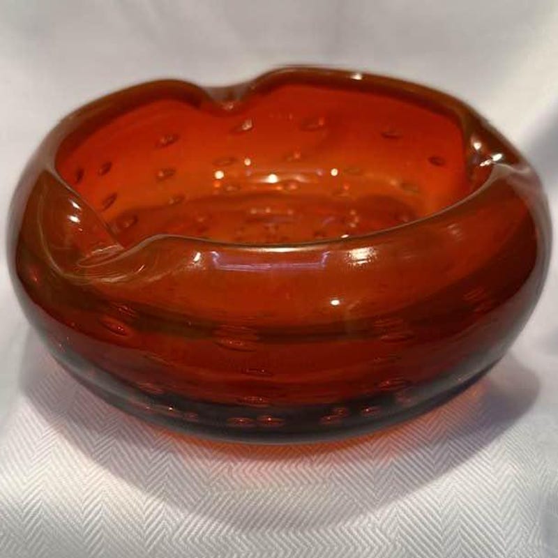 Red Glass Ashtray - Etsy