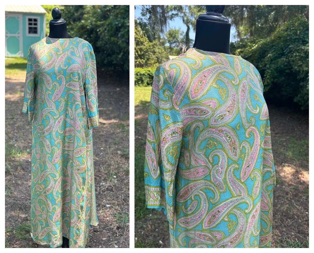 Vintage Diana Dean by Julius Lonschein Paisley Hostess Dress House ...