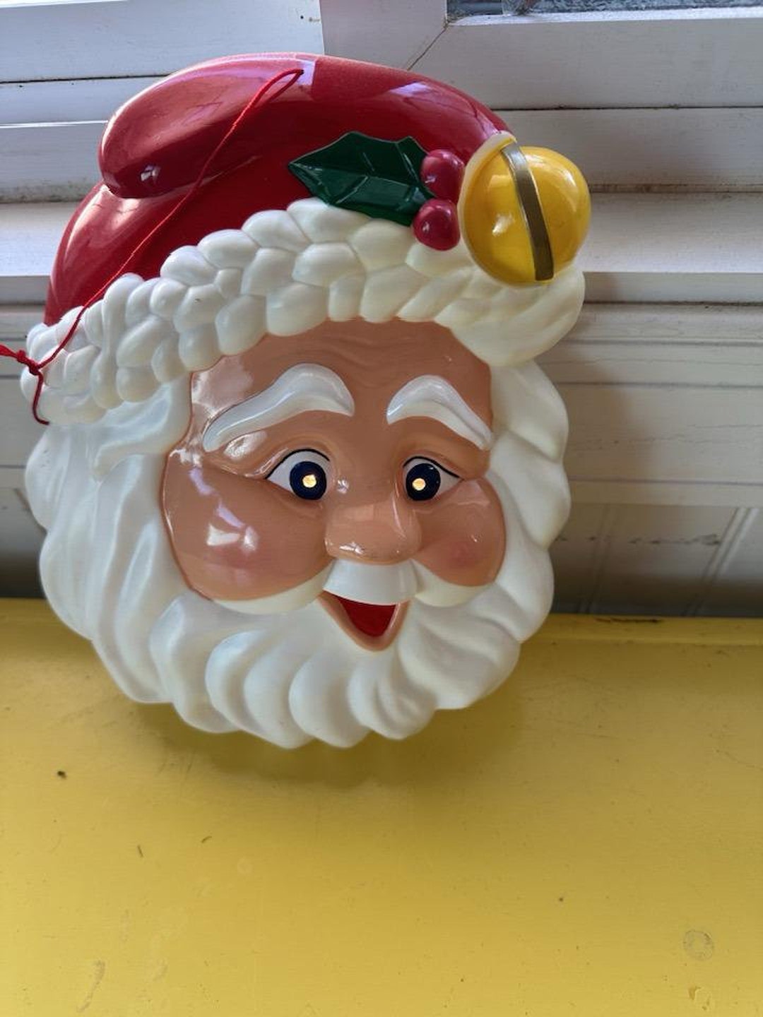 Vintage Santa Head Display Light up Eyes Blinking Winking 3D Santa Head ...
