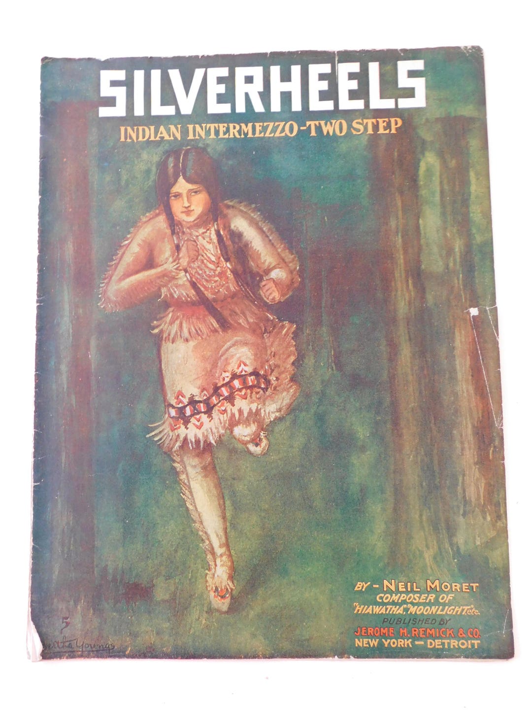 Rare Antique 1905 Sheet Music Silverheels Indian Intermezzo Two Step by ...