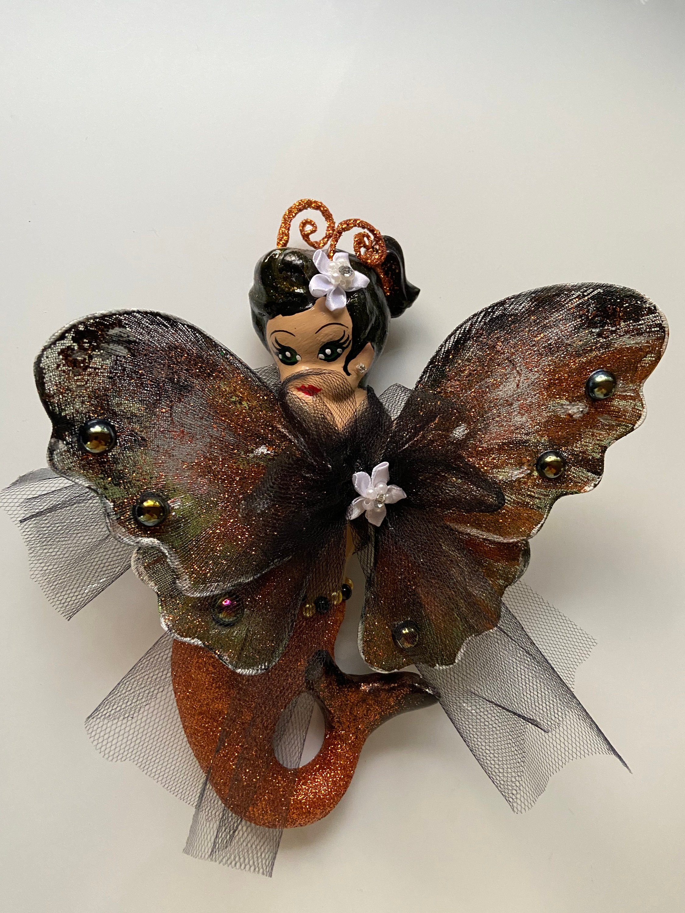 Vintage Style Plaster Butterfly Wall Plaque Sea Fairy Painted Lady ...