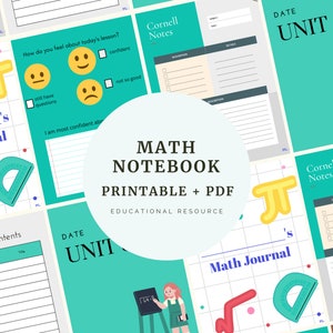 Math Notebook Printable PDF Includes Title Page, Table of Contents ...