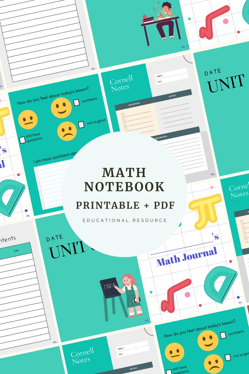 Math Notebook Printable PDF Includes Title Page, Table of Contents ...