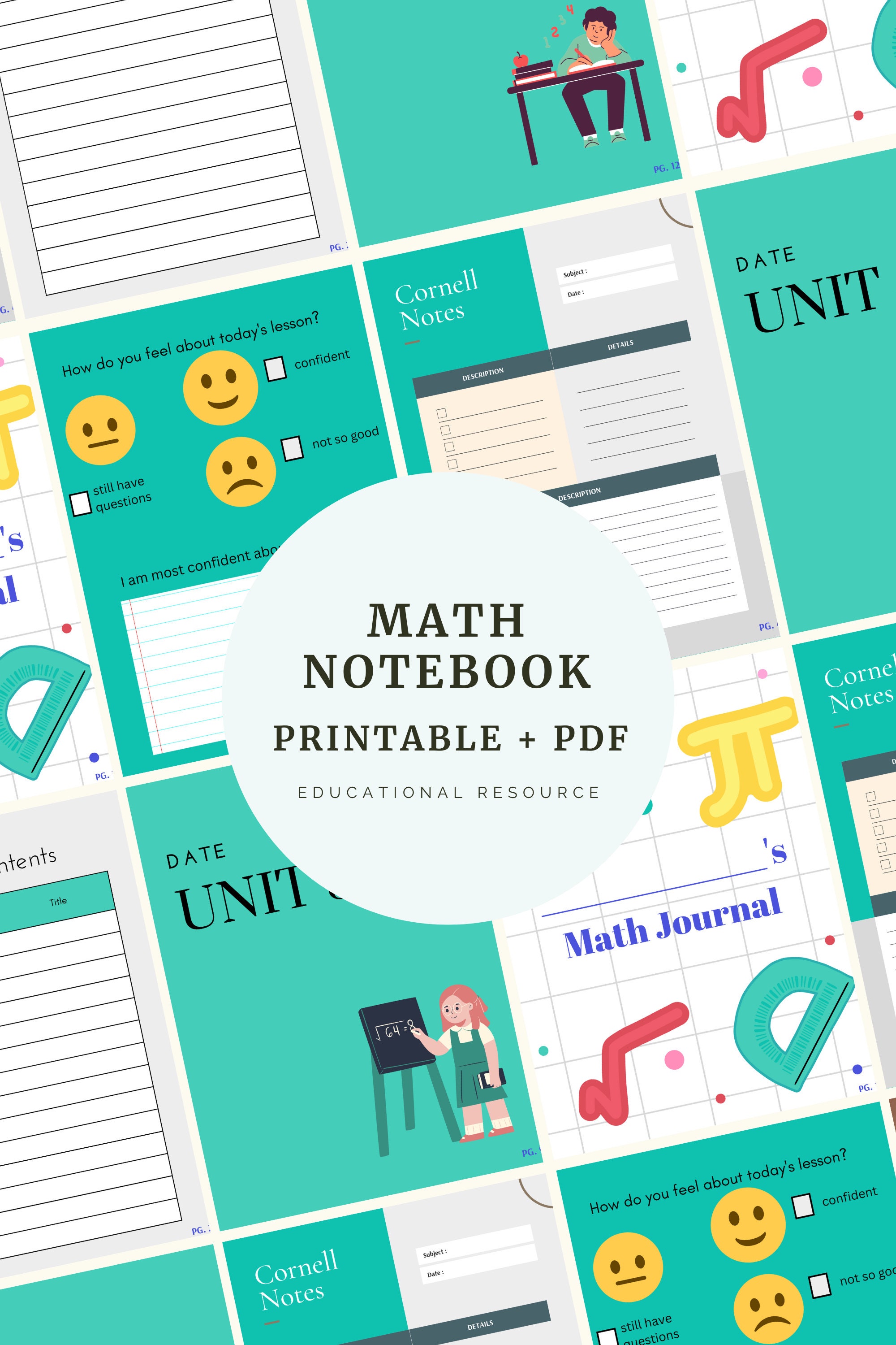 Math Notebook Printable PDF Includes Title Page, Table of Contents ...