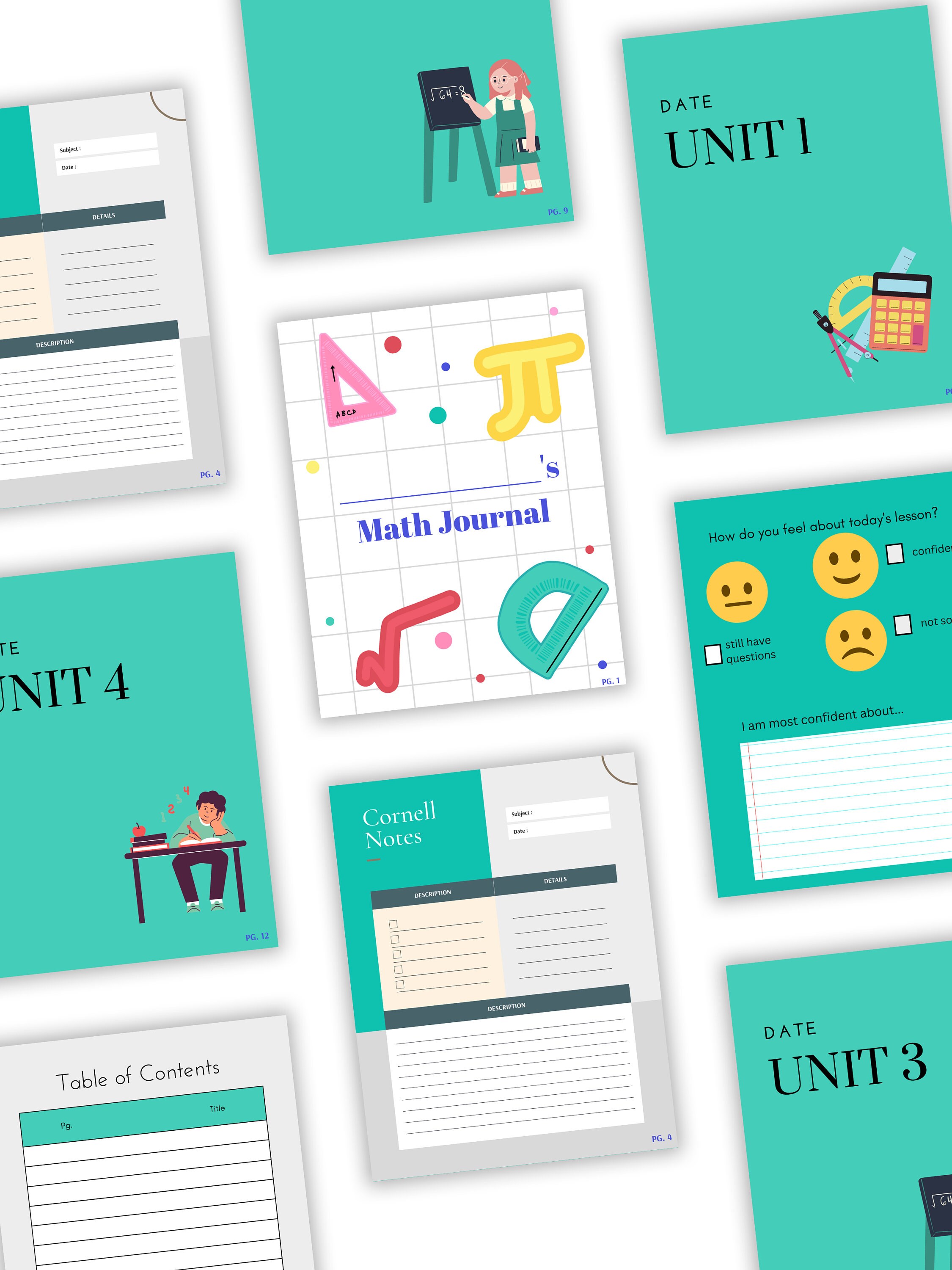 Math Notebook Printable PDF Includes Title Page, Table of Contents ...