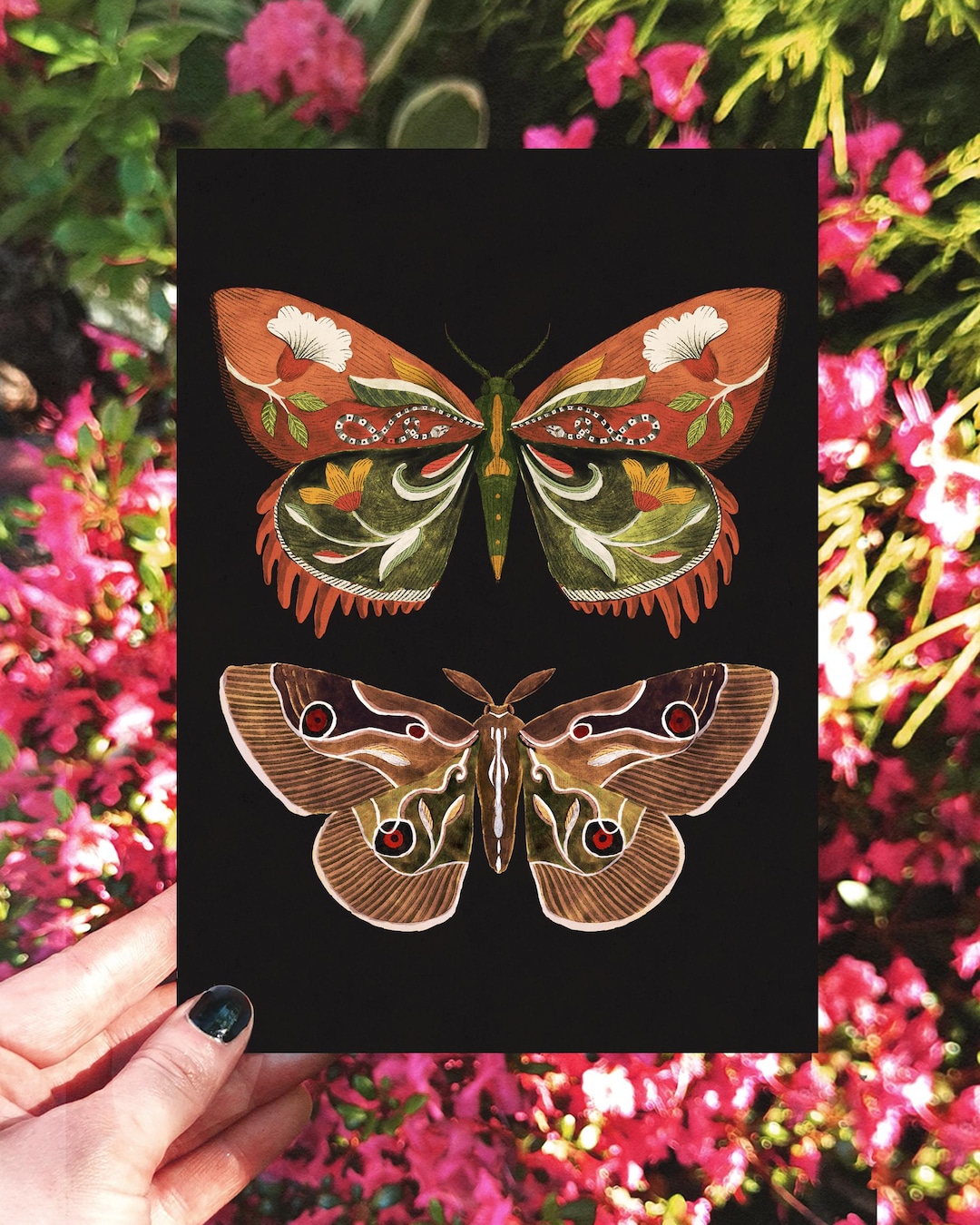 Butterflies Greetings Card, Art Card, Handmade Card, Folk Art Card ...