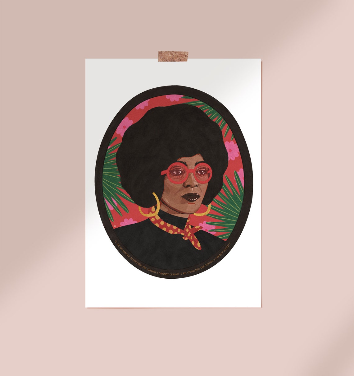 Women in History Angela Davis Inspired print llustration art | Etsy