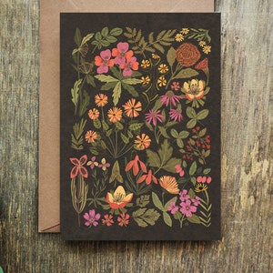 Wildflowers Card: Botanical Art Illustration, Birthday Card, Greeting ...