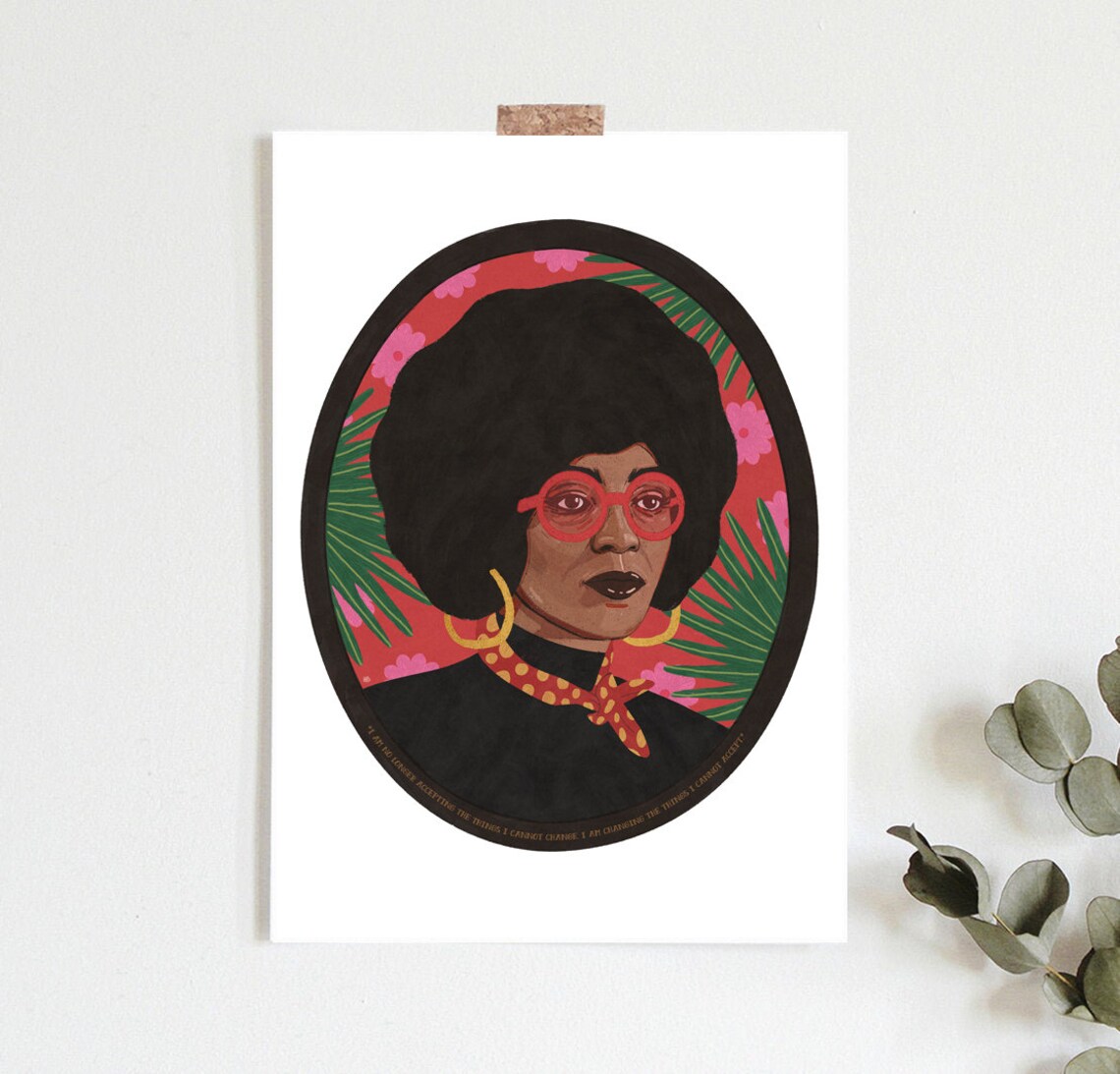 Women in History Angela Davis Inspired print llustration art | Etsy