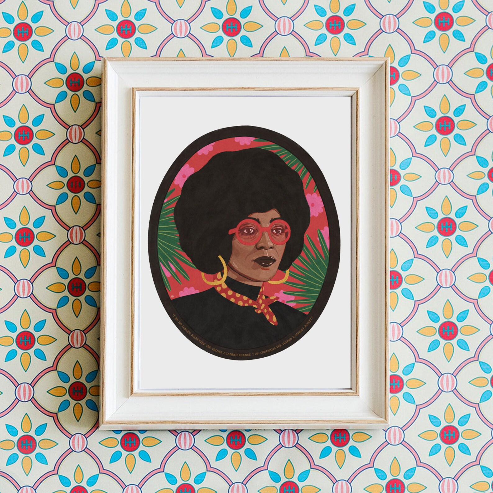 Women in History Angela Davis Inspired print llustration art | Etsy