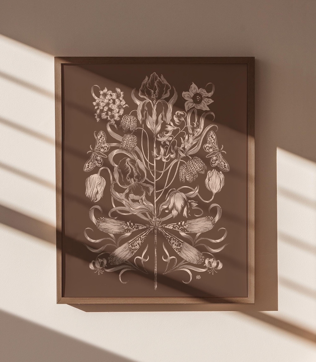 Mocha Mousse Flowers Illustration, Art Giclee Print Mocha Mousse Colour ...