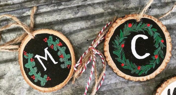 Christmas Ornament- Wood Slice Ornaments- Holiday Decor- Wood Slice ...