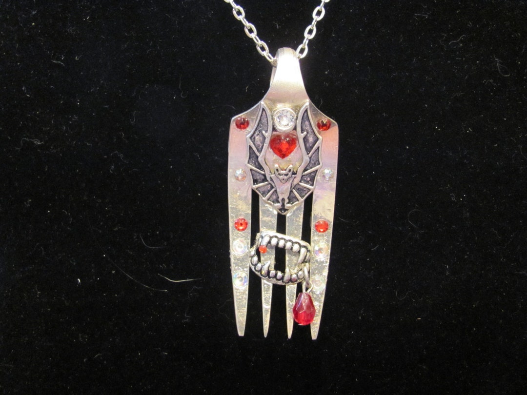 Steampunk Fork Necklace - Vampire Bat Fangs - Etsy
