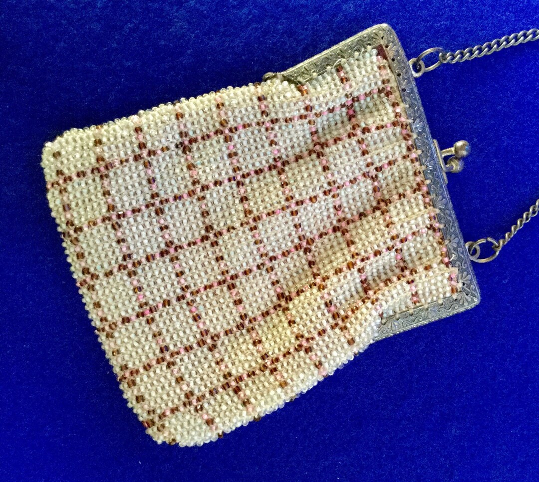 Late Victorian Antique Hand-made Beaded Evening Purse With Chain and ...