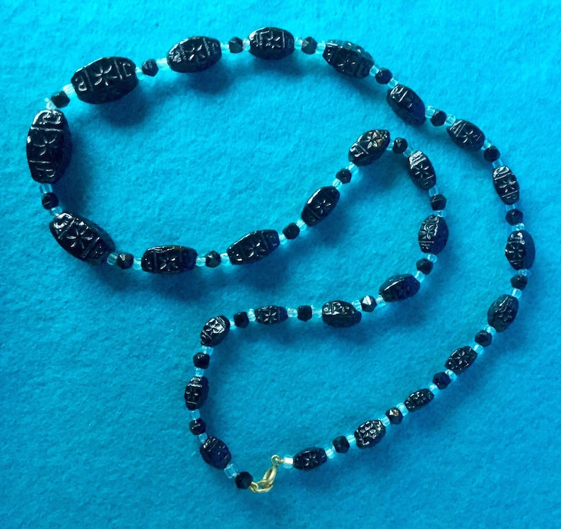Black Neiger Brothers Bead Necklace 1930s - Etsy