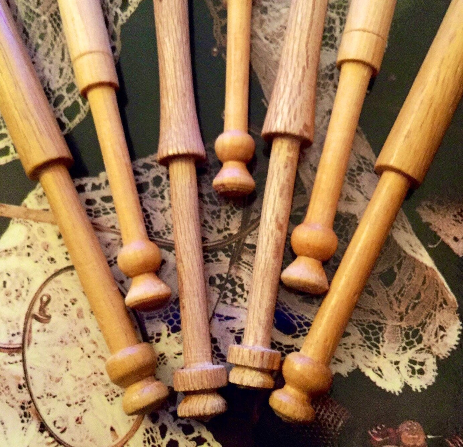 Bead Bobbins Collection of Seven Vintage Polished Beech Wood - Etsy UK