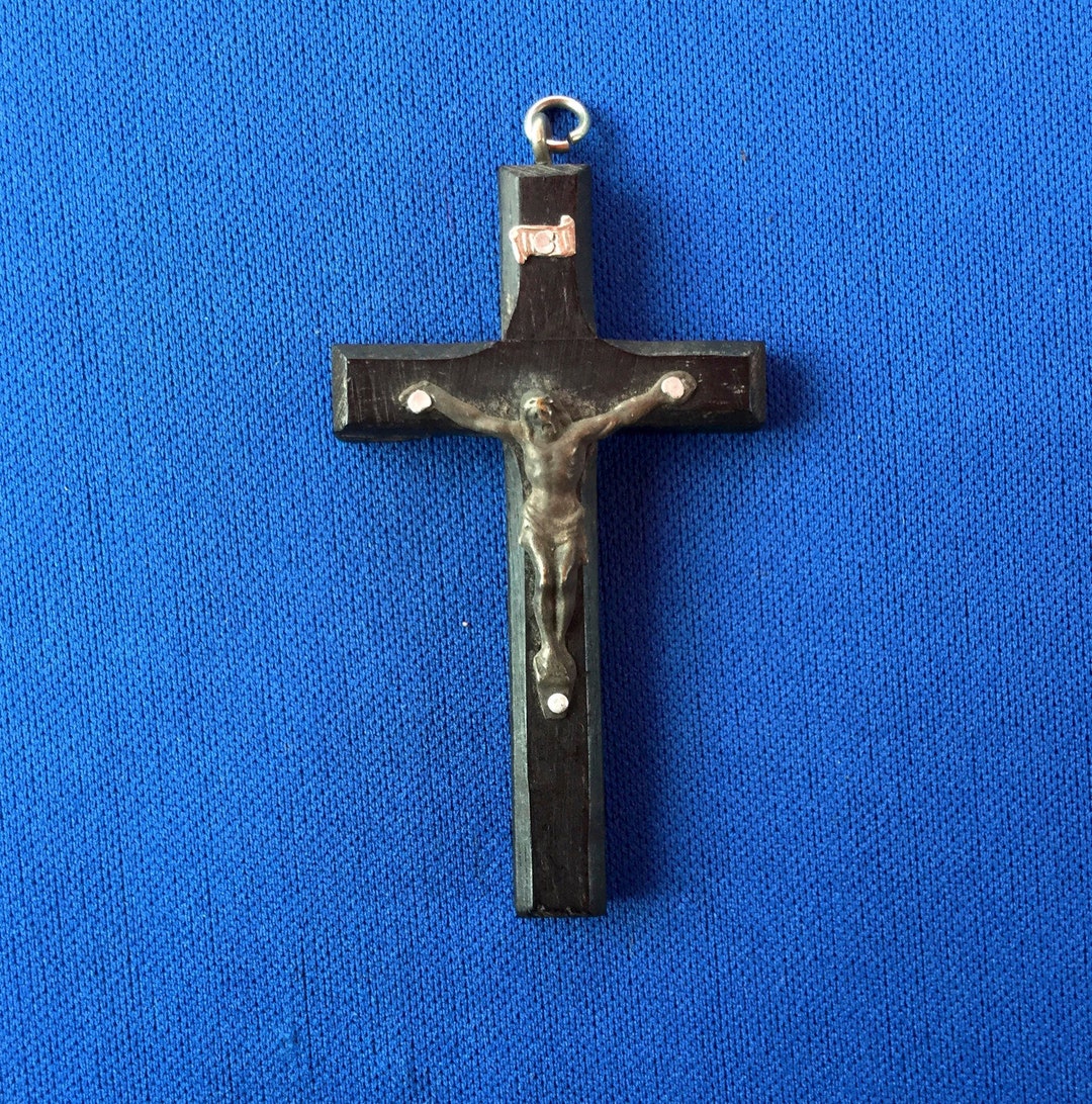 Victorian Crucifix With White Metal Christ Figure on Bog Oak Cross - Etsy