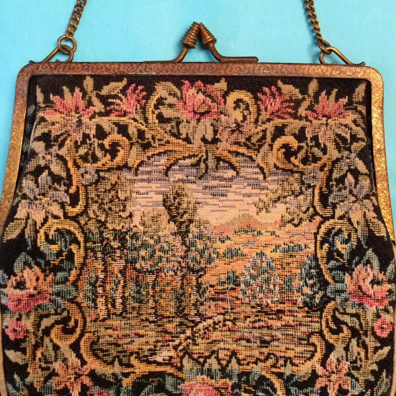 Vintage 1930s Edwardian English Floral Petit Antique Purse With ...