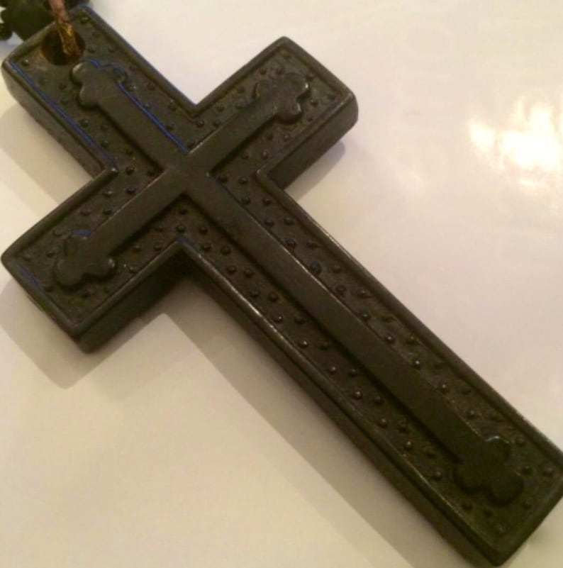 Victorian Bog Oak Cross and Jet Chain - Etsy