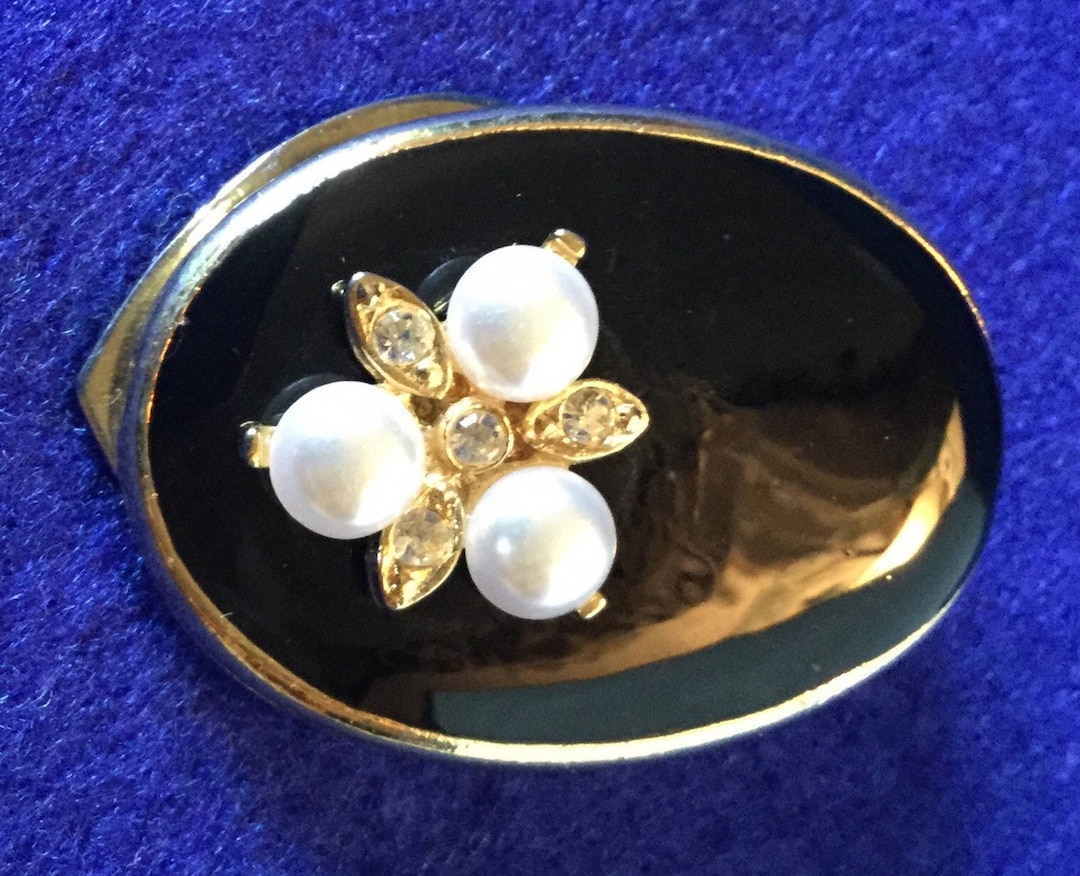 1950s Floridian Gold Tone Enamelled Dress or Scarf Clip and Detachable ...