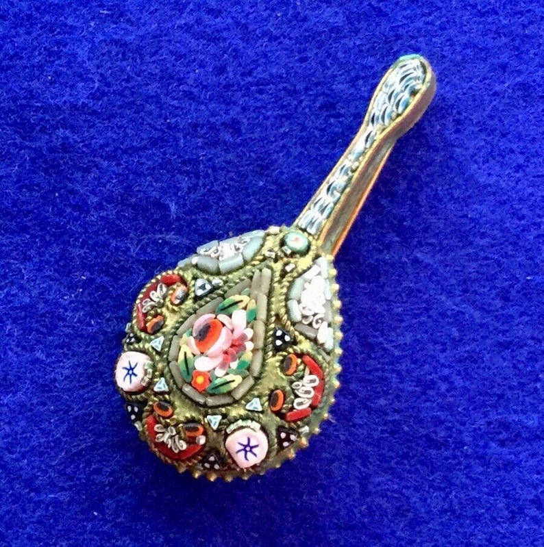 Victorian Venetian Micro Mosaic Mandolin Brooch - Etsy UK