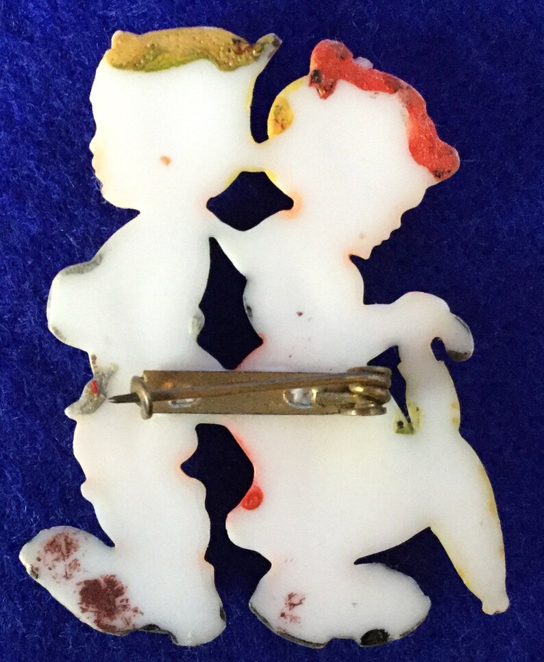 1930s Celluloid Art Deco Boy and Girl Back to Back With Green - Etsy