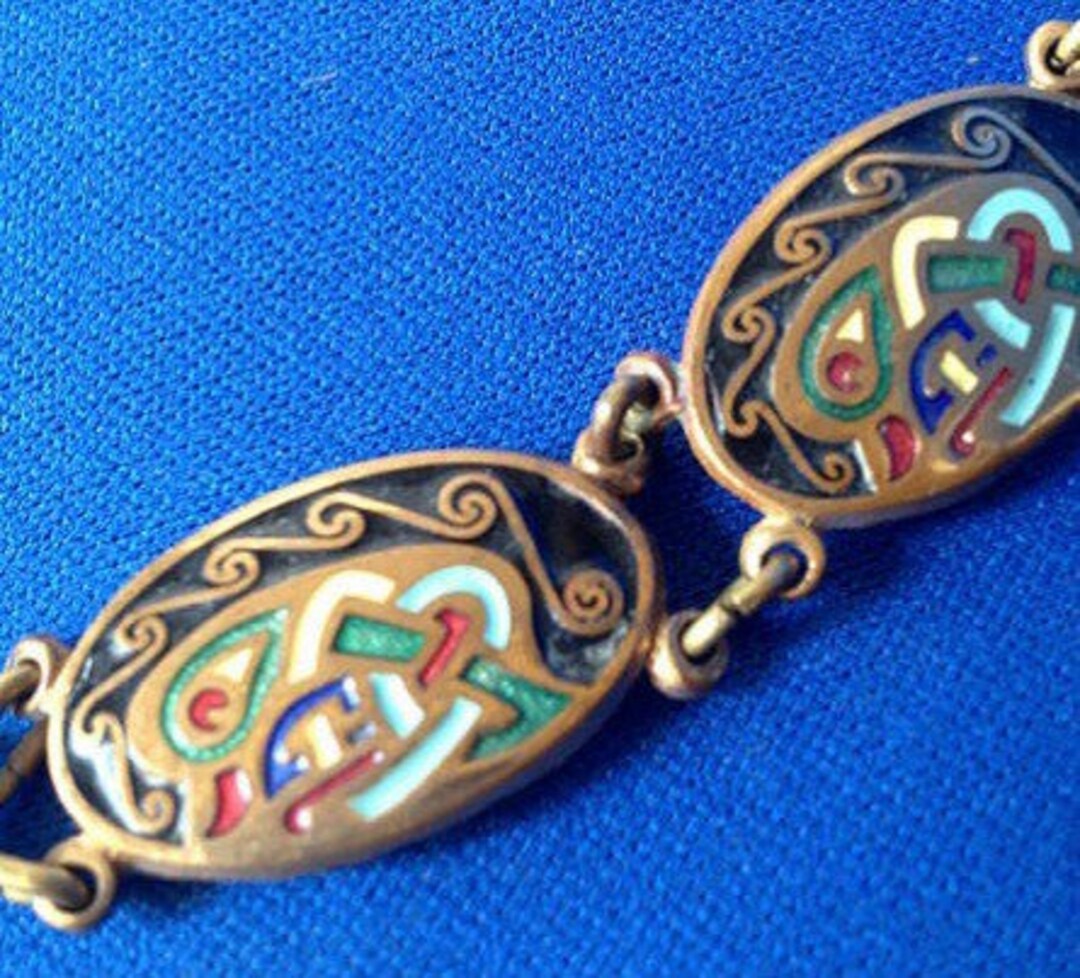 1950s Enamelled Abstract Celtic Bird Bracelet - Etsy