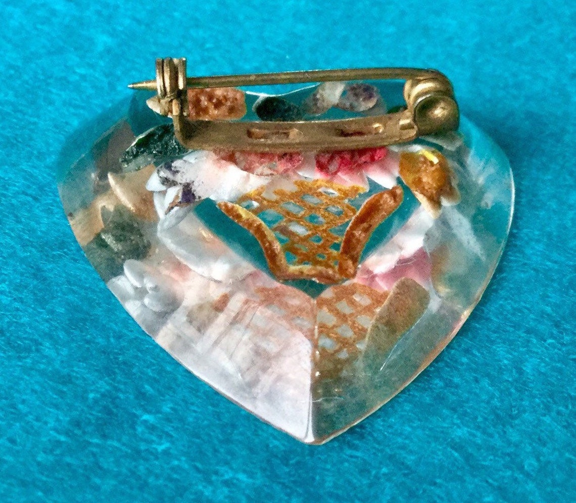 Reverse Carved Lucite Heart Brooch - Etsy